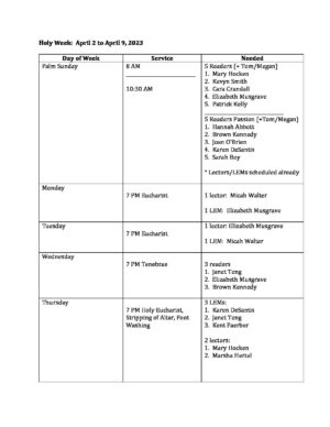 Holy Week 2023 Readers, Lectors, LEMs | Grace Episcopal Church, Amherst MA