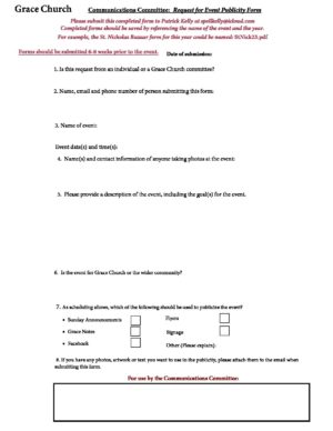 Request for Event Publicity Form 2023 | Grace Episcopal Church, Amherst ...